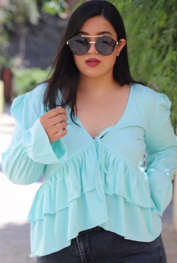 Sky Blue Frill Tops - Buy Sky Blue Frill Tops at Best Price in Plus ...